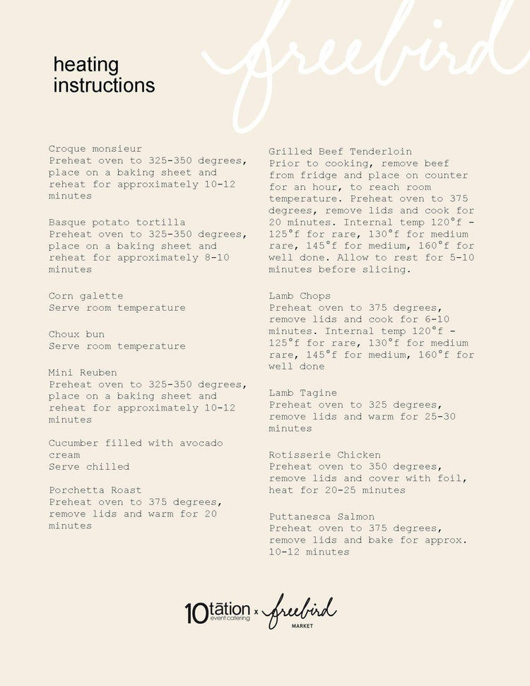 Reheating Instructions for Freebird Market’s Ready-to-Eat Food ...